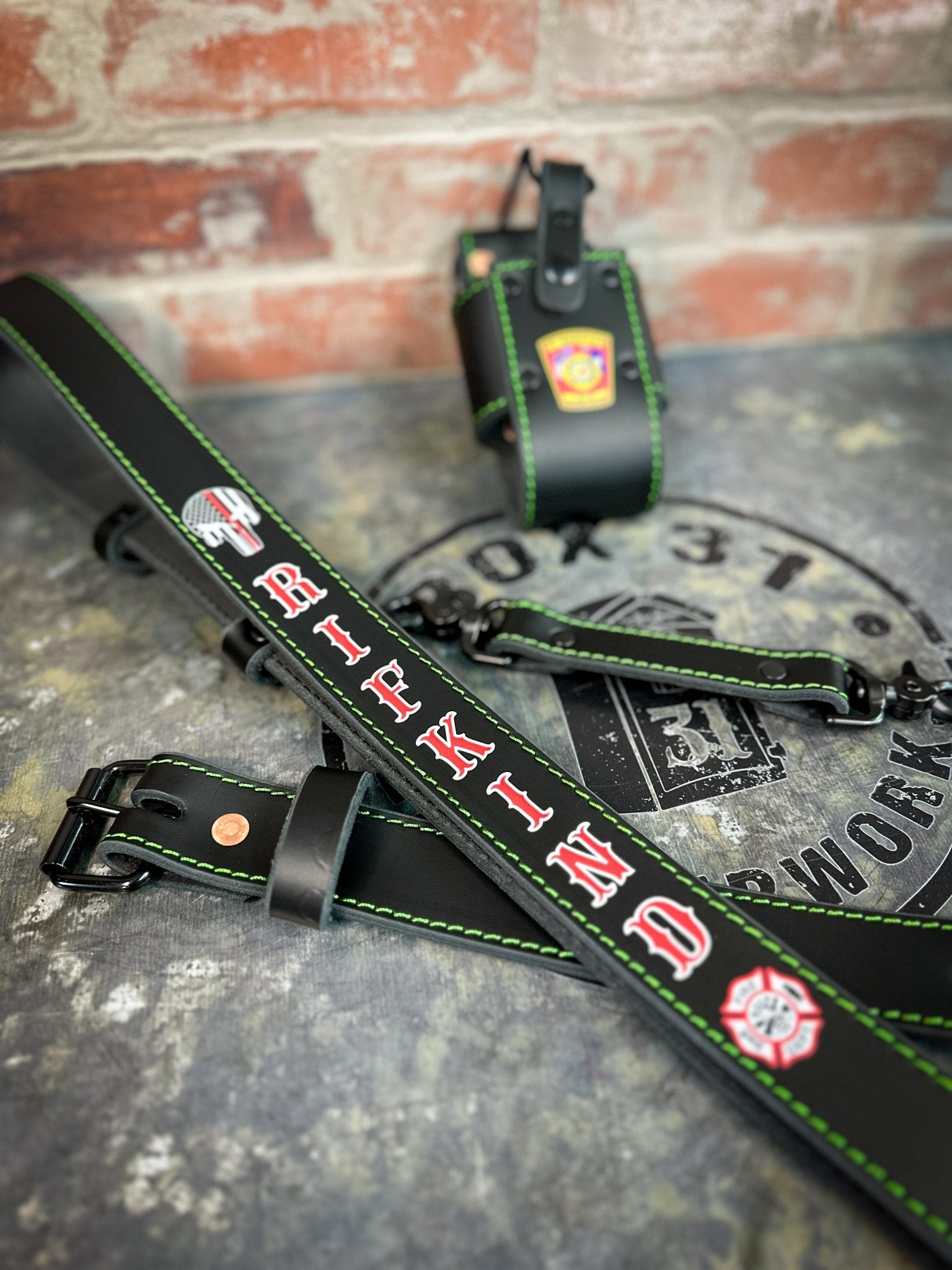 Custom Firefighter Leather Gear & Shields | Box 31 Leather – Box 31 ...